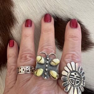 Navajo | Jewelry | Honey Dahlia Kingman Turquoise Butterfly Ring 925 ...